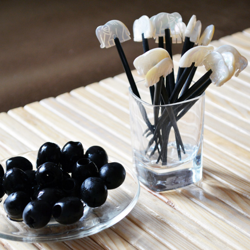 elephant cocktail mother of pearl cocktail stick with elephant